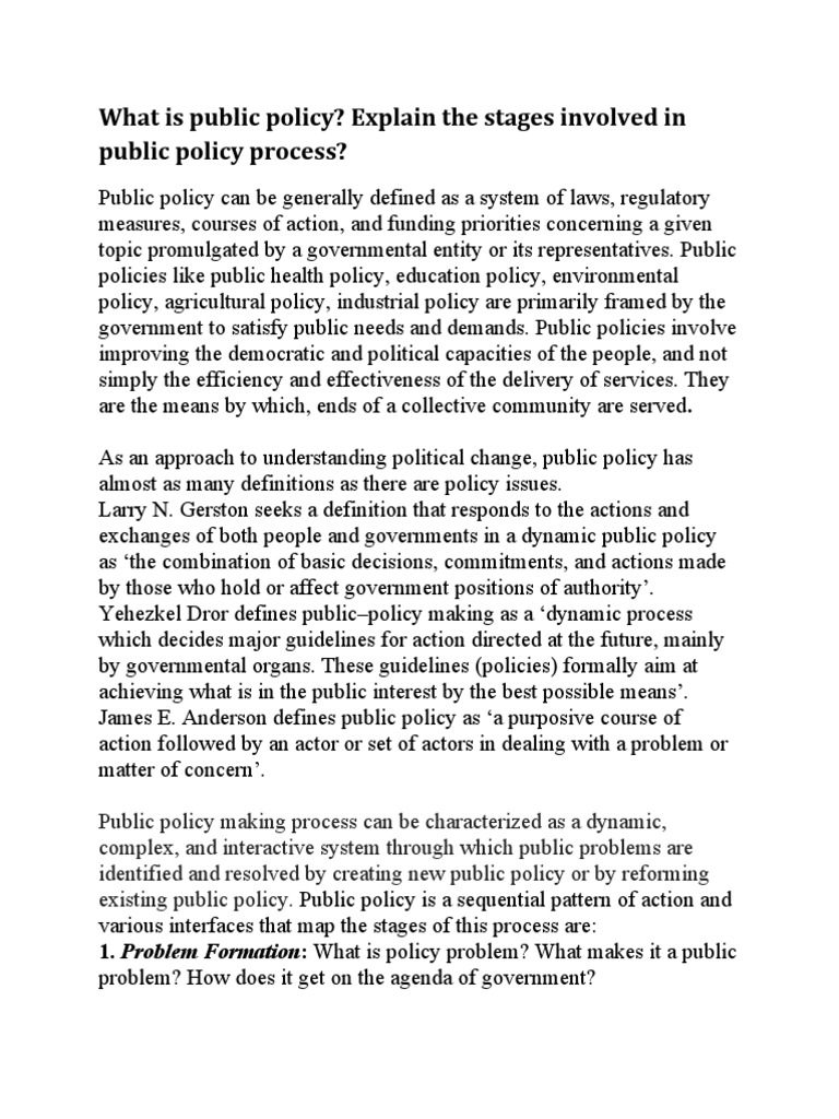 What Is Public Policy? Explain The Stages Involved in Public Policy ...