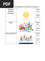 Kindergarten Sample Daily Schedule: CKLA (Listen/Learn) : Introduce ...
