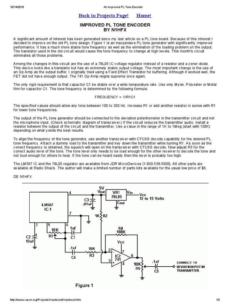 An Improved PL Tone Encoder Circuit Using an Op Amp for Stable Output ...