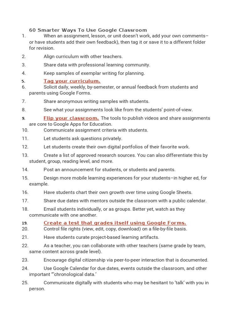 60 Innovative Google Classroom Tips | PDF | Teaching | Computing