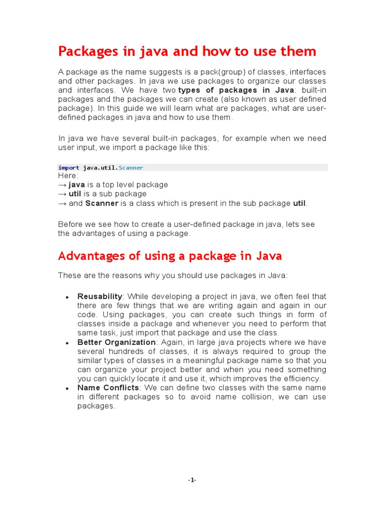 Using Packages in Java: A Guide | PDF | Class (Computer Programming ...