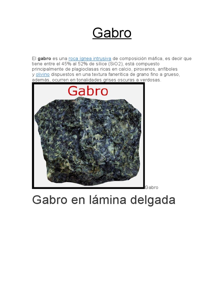 Caracteristicas Generales Del Gabro | PDF | Roca ígnea | Minerales