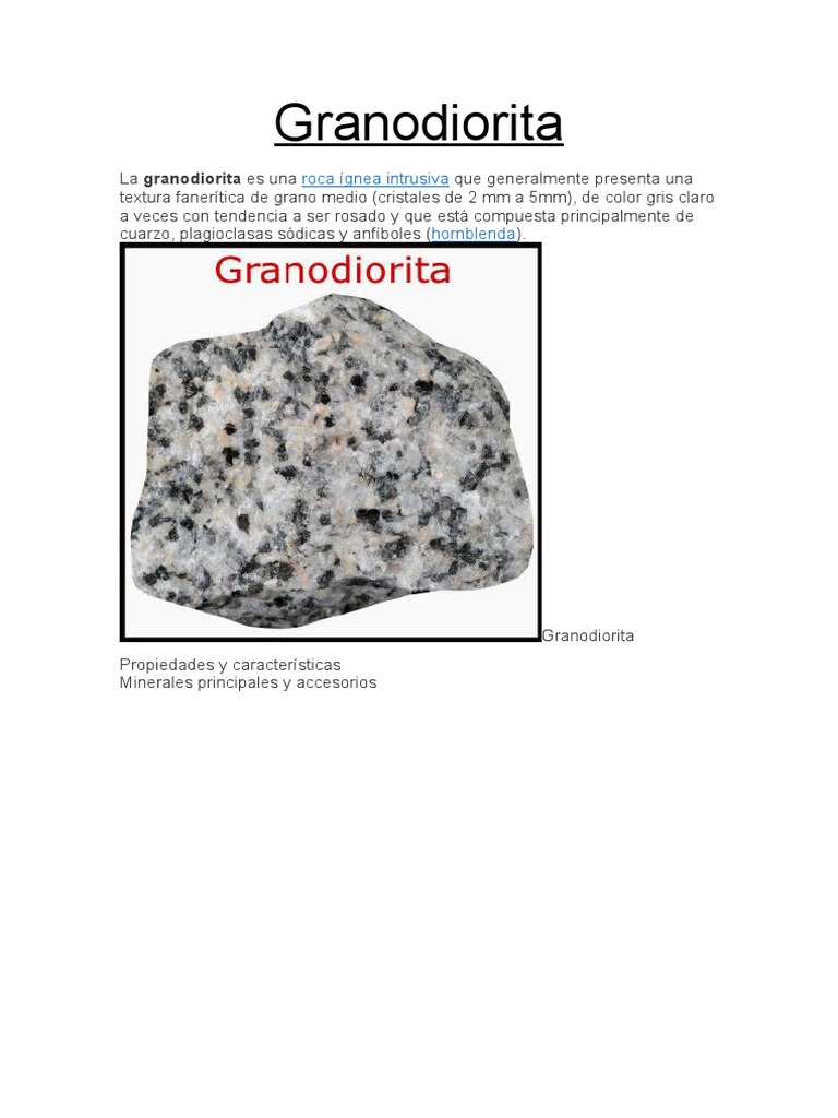 Caracteristicas Generales de La Granodiorita | PDF | Granito | Roca ígnea