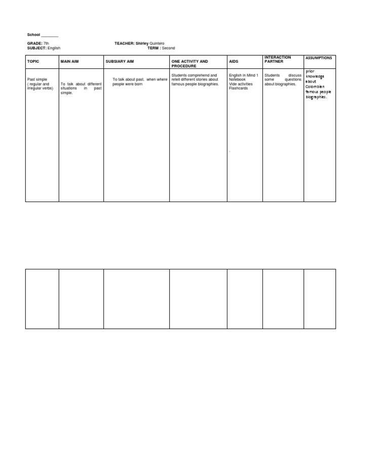 Lesson Plan - Past Simple | PDF