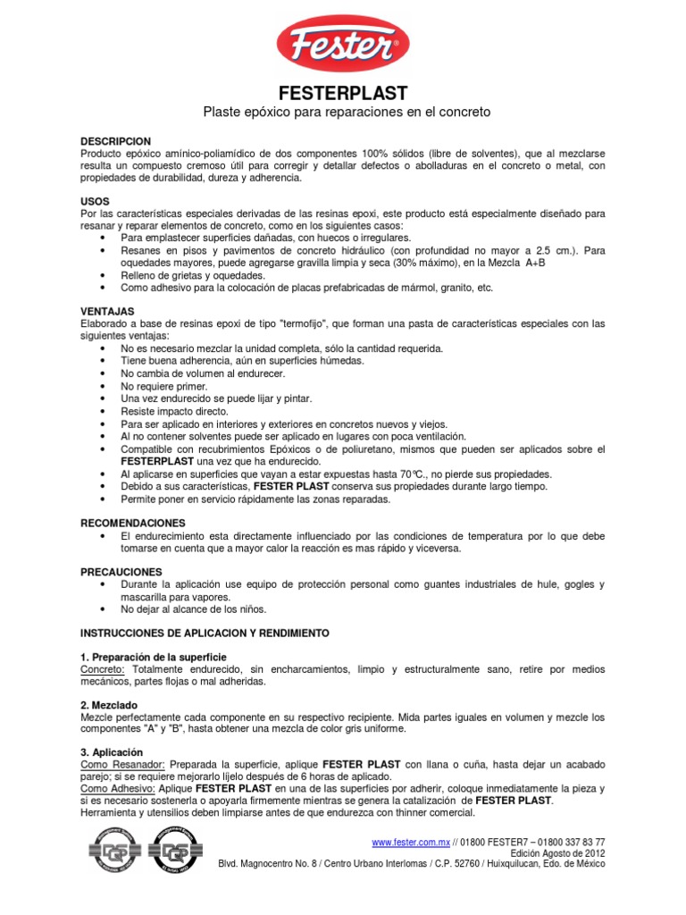 Festerplast | PDF | Epoxy | Hormigón
