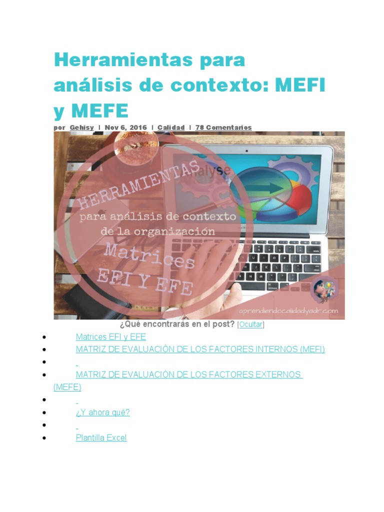 Herramientas para Análisis de Contexto MEFE Y MEFFI | PDF | Análisis FODA | Matriz (Matemáticas)