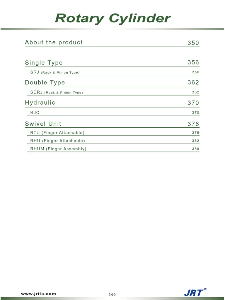 Rotary Cylinder Types and Specifications | PDF | Rotation Around A ...