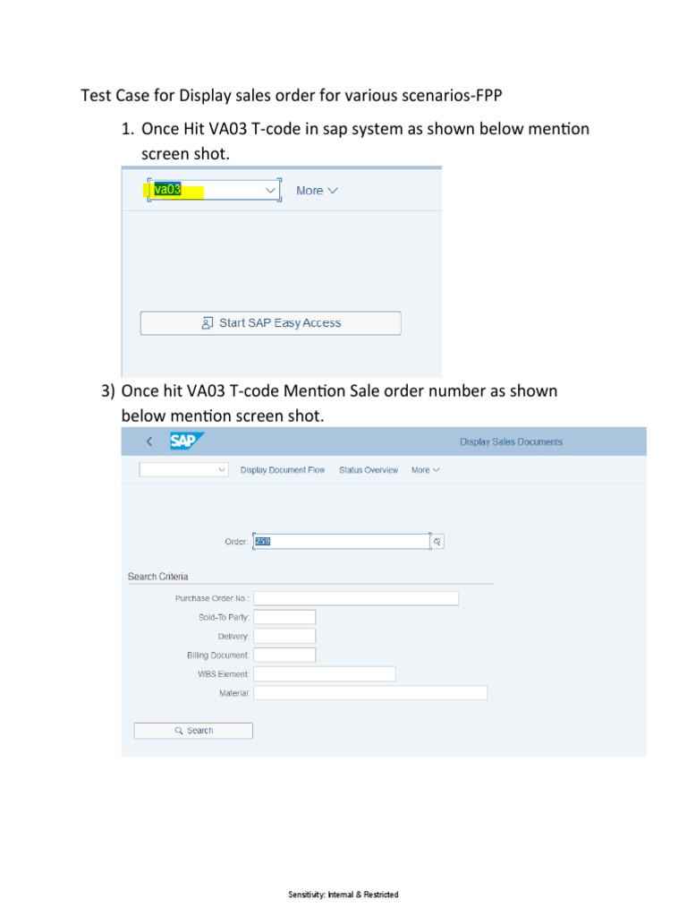 Displaying Sales Orders in SAP VA03 | PDF