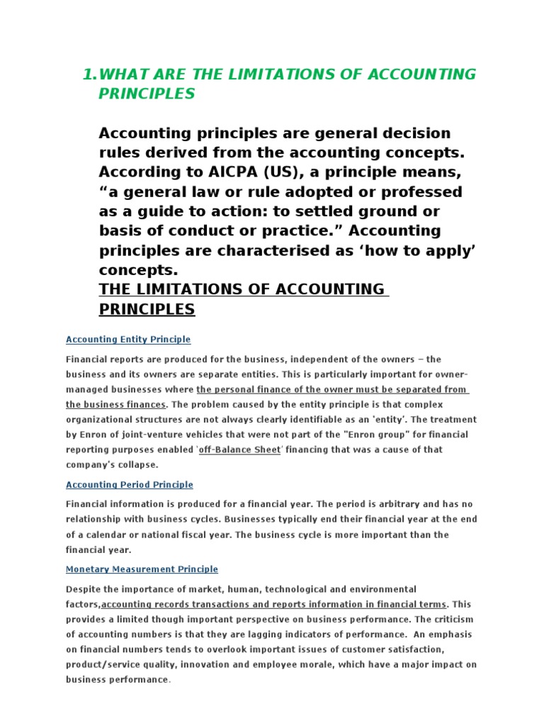 Limitations of Accounting Principles | Going Concern | Financial Statement