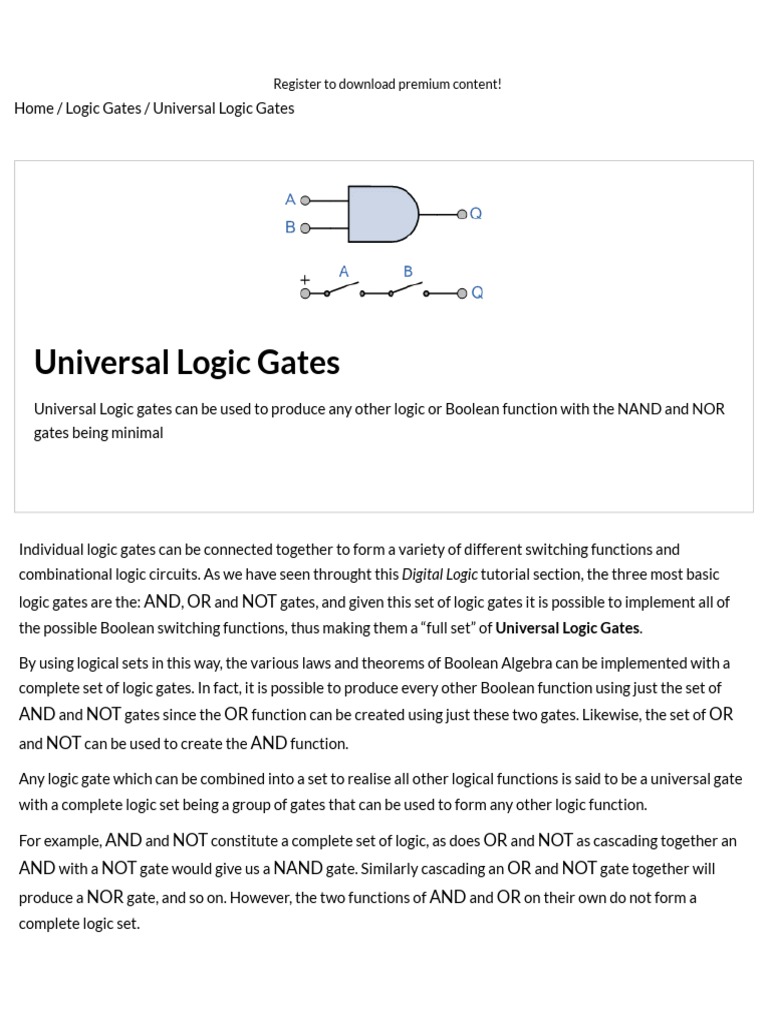 Universal Logic Gates: Register To Download Premium Content! | PDF ...