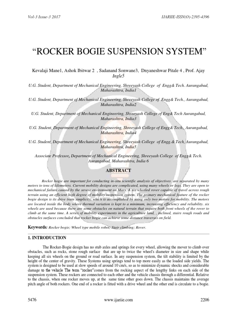 "ROCKER BOGIE SUSPENSION SYSTEM" Ijariie5476 | PDF | Rectifier | Switch
