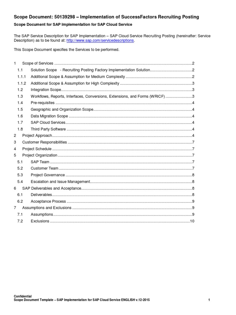 Scope Document Template SAP Implementation For RP PDF | PDF | Sap Se ...