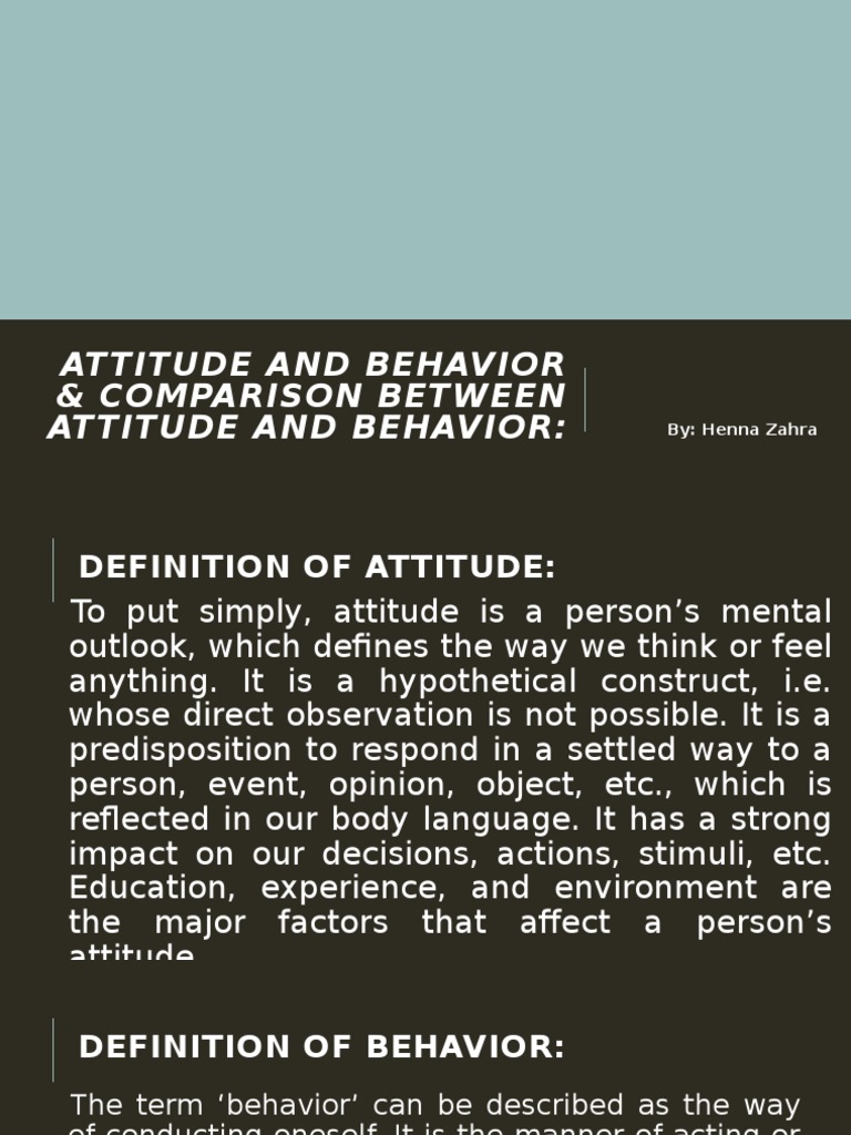 Attitude and Behavior & Comparison Between Attitude and | PDF ...