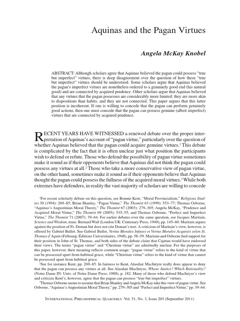 Aquinas and The Pagan Virtues: Angela Mckay Knobel | PDF | Prudence ...