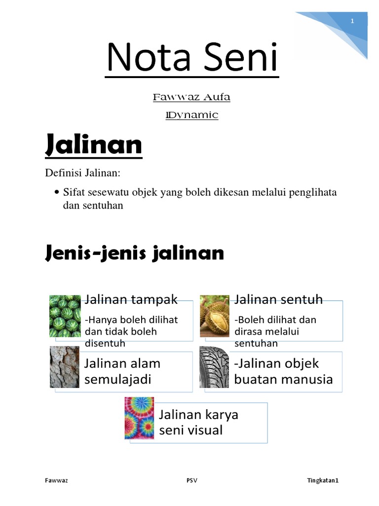 Nota Ringkas Pendidikan Seni Visual Tingkatan 1: Jalinan | PDF