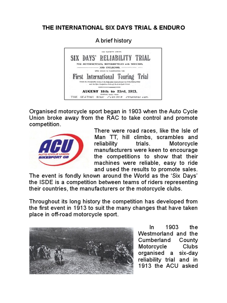 History of The Isdt 2 | PDF | Motorcycle Racing | Outdoor Recreation