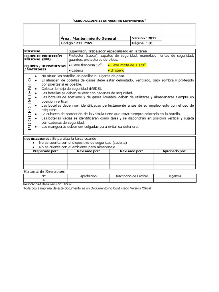 233 Almacenamiento de Botellas para Equipo de Oxicorte - Mantenimiento ...