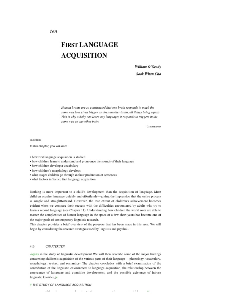 First Language Acquisition PDF | PDF | Language Acquisition | Consonant
