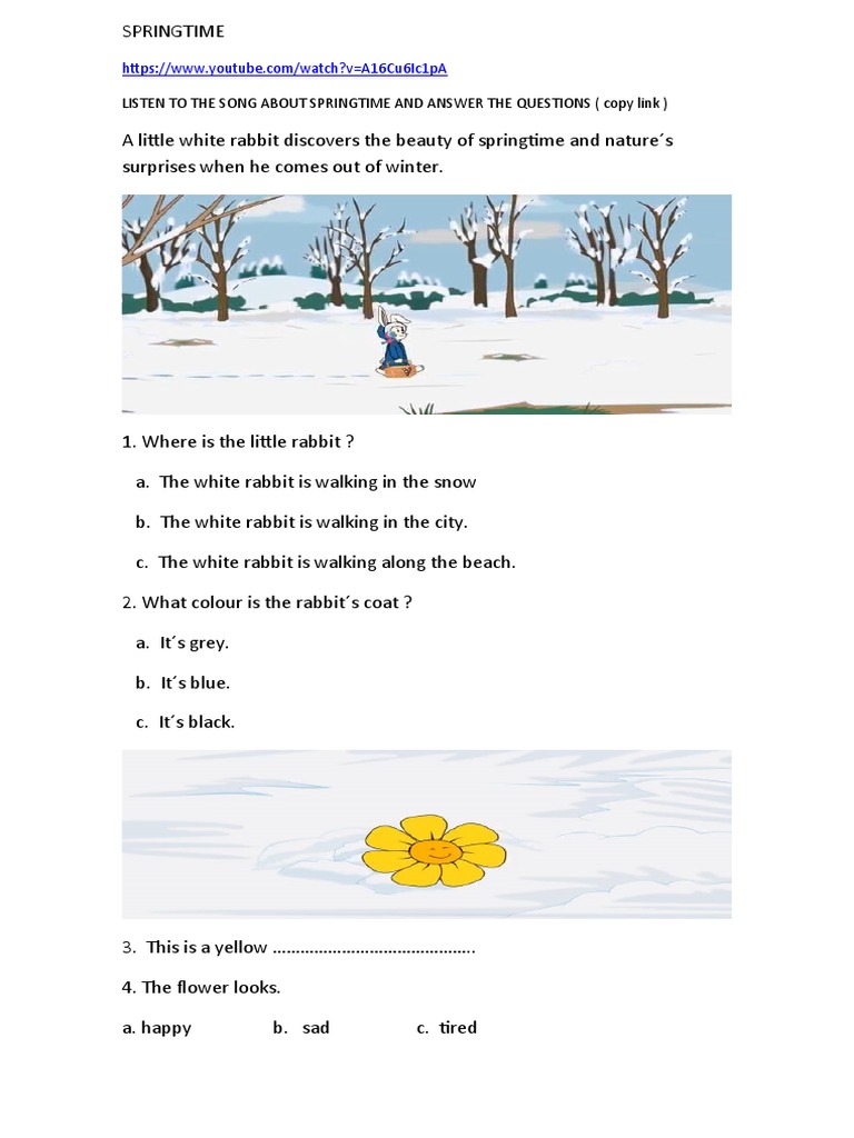 Listen To The Song About Springtime and Answer The Questions (Copy Link ...