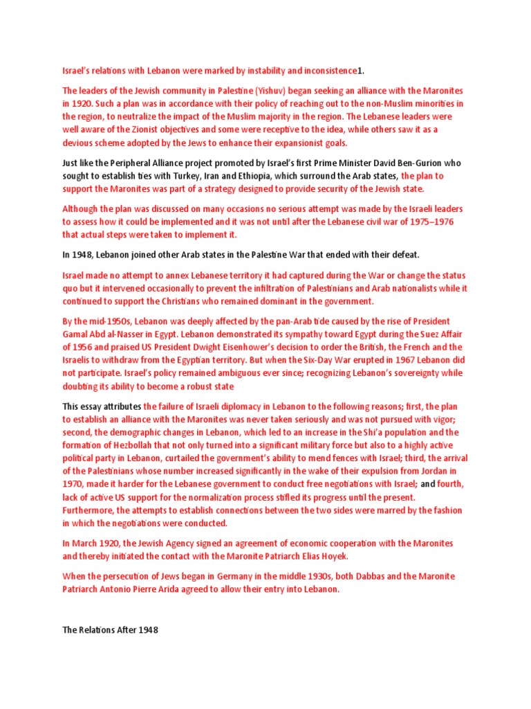 Israel Lebanon Relations | PDF | Lebanon | Palestine Liberation ...