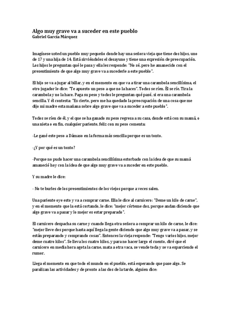 Lectura 4 Algo Muy Grave Va A Suceder en Este Pueblo | PDF