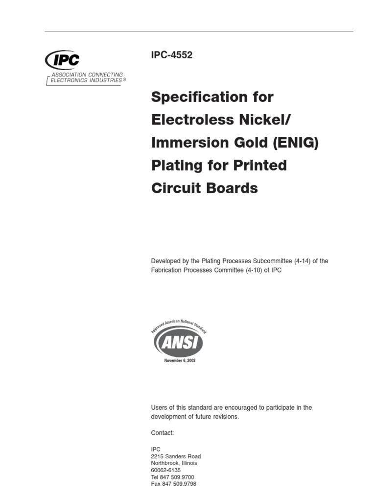 IPC 4552 Cuprins - ENIG PDF | PDF | Printed Circuit Board | Materials