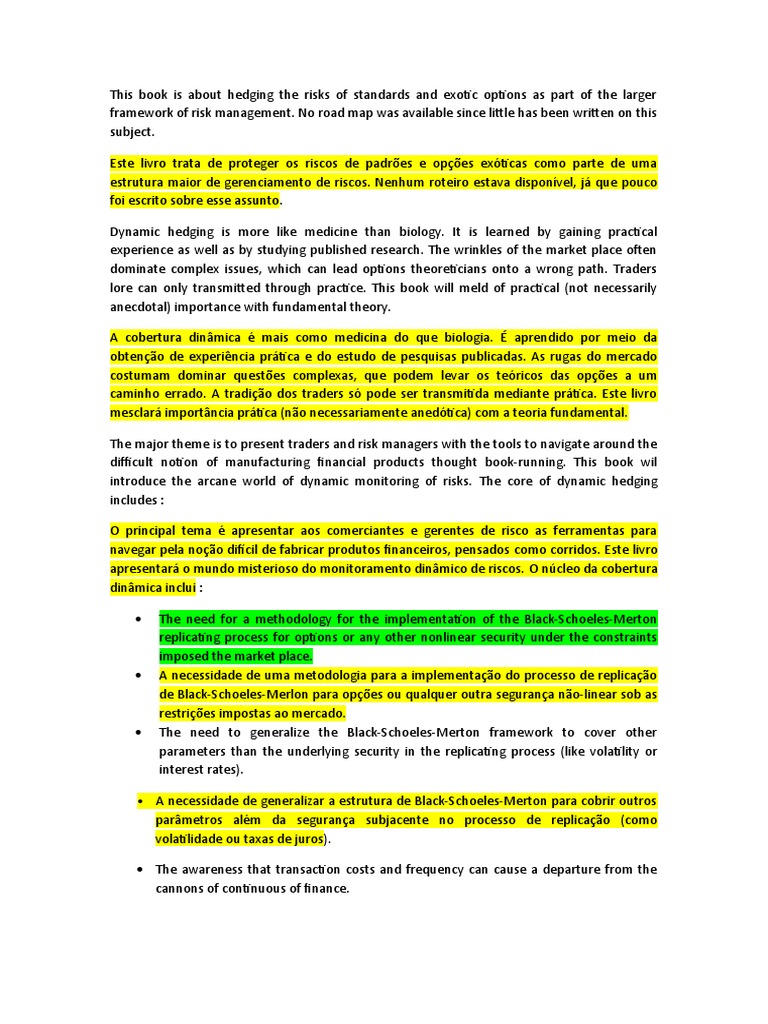 Dynamic Hedging Nassin Taleb | PDF