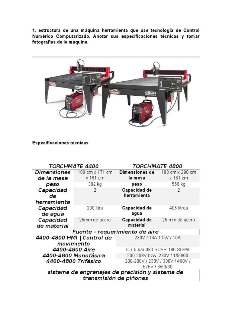 Tarea 1 - Conceptos Básicos Del CNC y Comparación de Máquinas Herramienta | PDF | Control ...