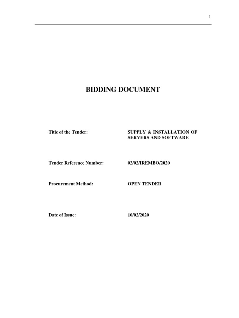 Tender Document Supply and Installation of Servers and Software 2020 ...