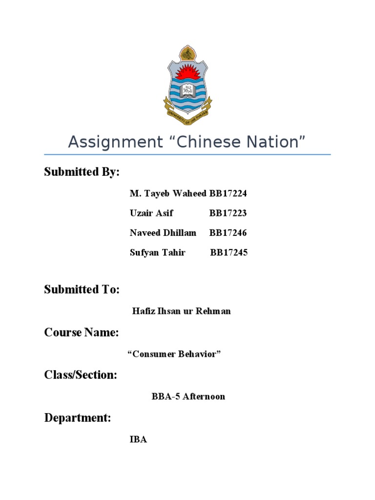Assignment "Chinese Nation": Submitted by | PDF | Nonverbal ...