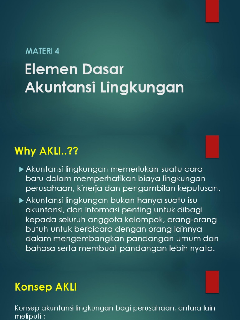 AKLI 4 - Elemen Dasar Akuntansi Lingkungan PDF | PDF