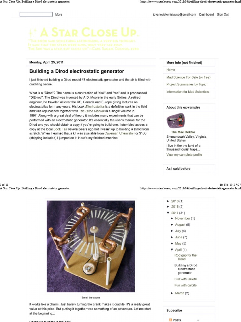 A Star Close Up - Building A Dirod Electrostatic Generator | PDF | Belt ...