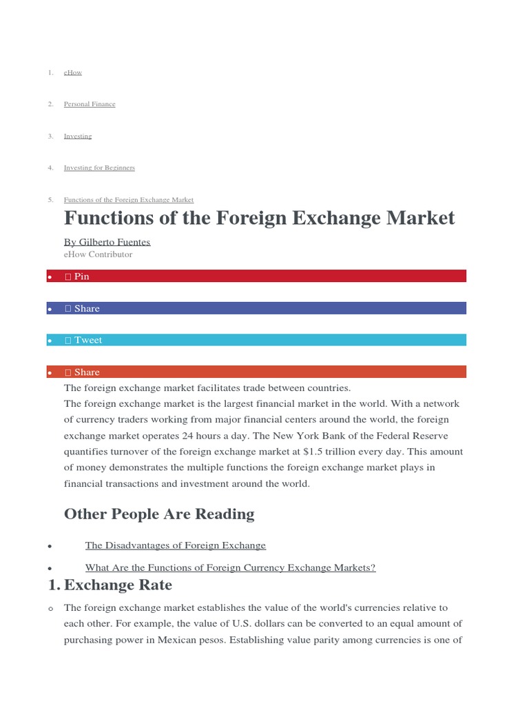 Functions of Foex Market | PDF | Foreign Exchange Market | Exchange Rate