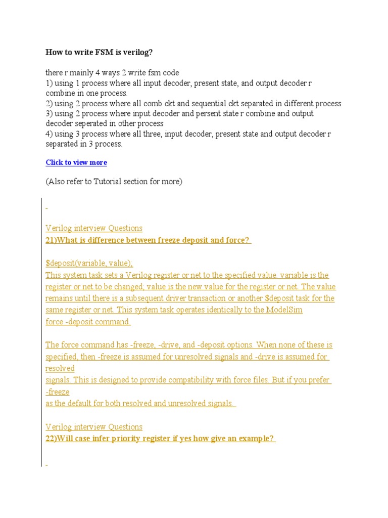 How To Write FSM Is Verilog | PDF | System On A Chip | Hardware ...