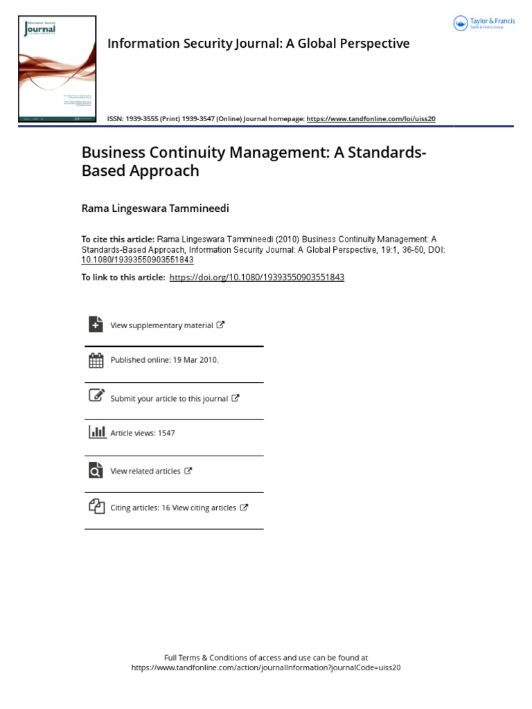A Business Continuity Management Maturity Model | PDF | Disaster ...