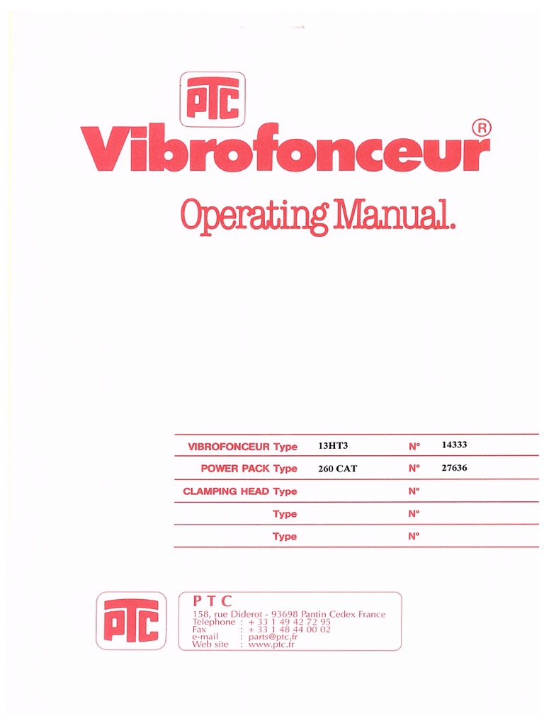 PTC Vibrofonceur Operating Manual | PDF