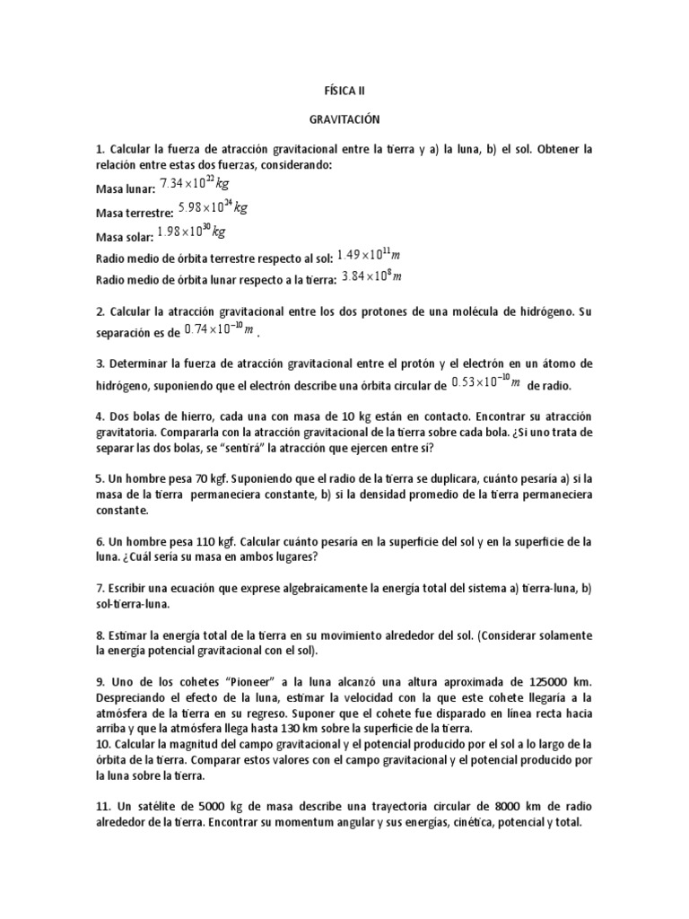 Fuerzas Gravitacionales y Cálculos | PDF | Gravedad | Tierra