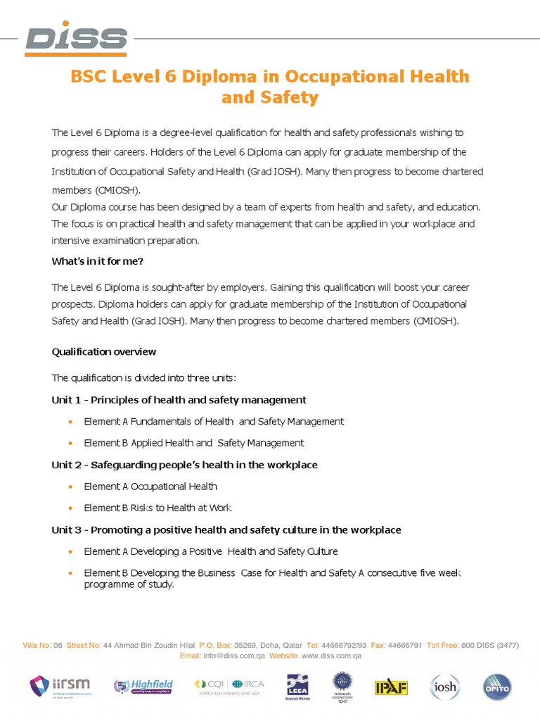 BSC Level 6 Diploma in OHS PDF | PDF