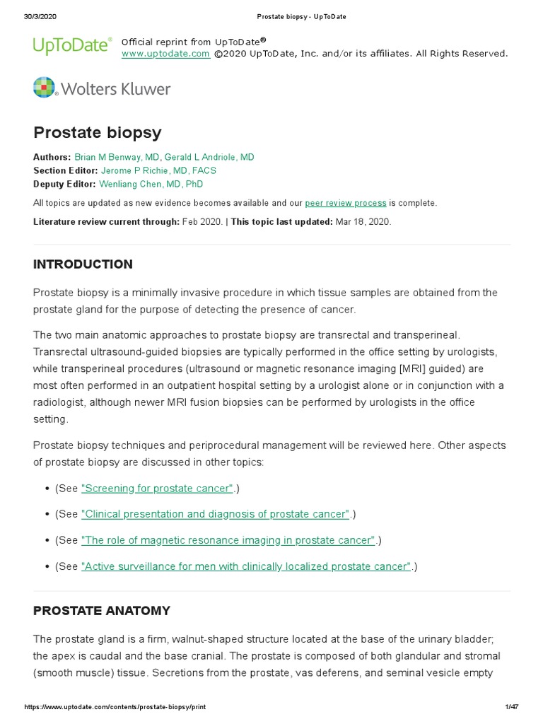 Prostate Biopsy - UpToDate | PDF | Prostate Cancer | Prostate Specific ...