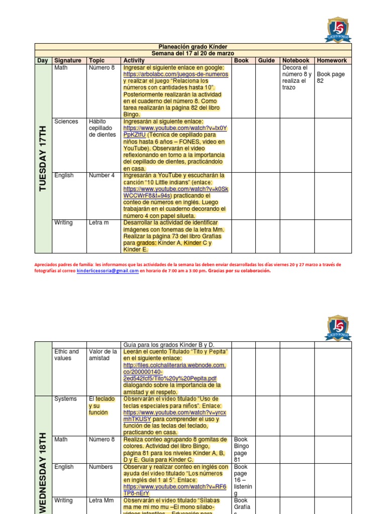 Planeación Kinder | PDF | Educación de la primera infancia | Educación ...