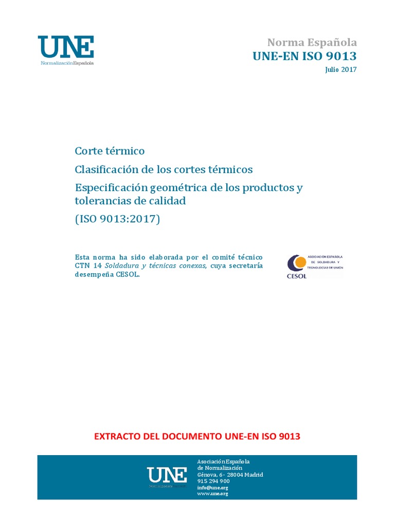 Une Iso 9013 | PDF | Organización internacional para la estandarización ...