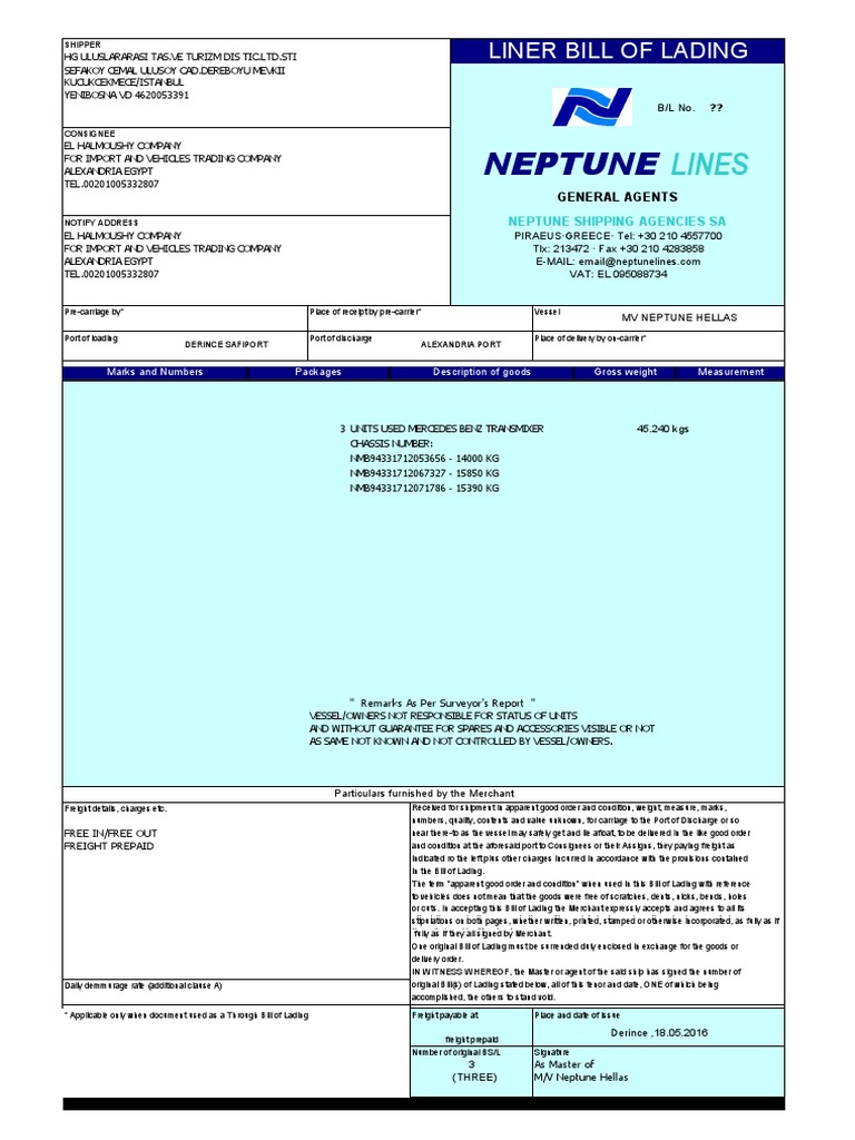 HG Draft | PDF | Cargo | Bill Of Lading