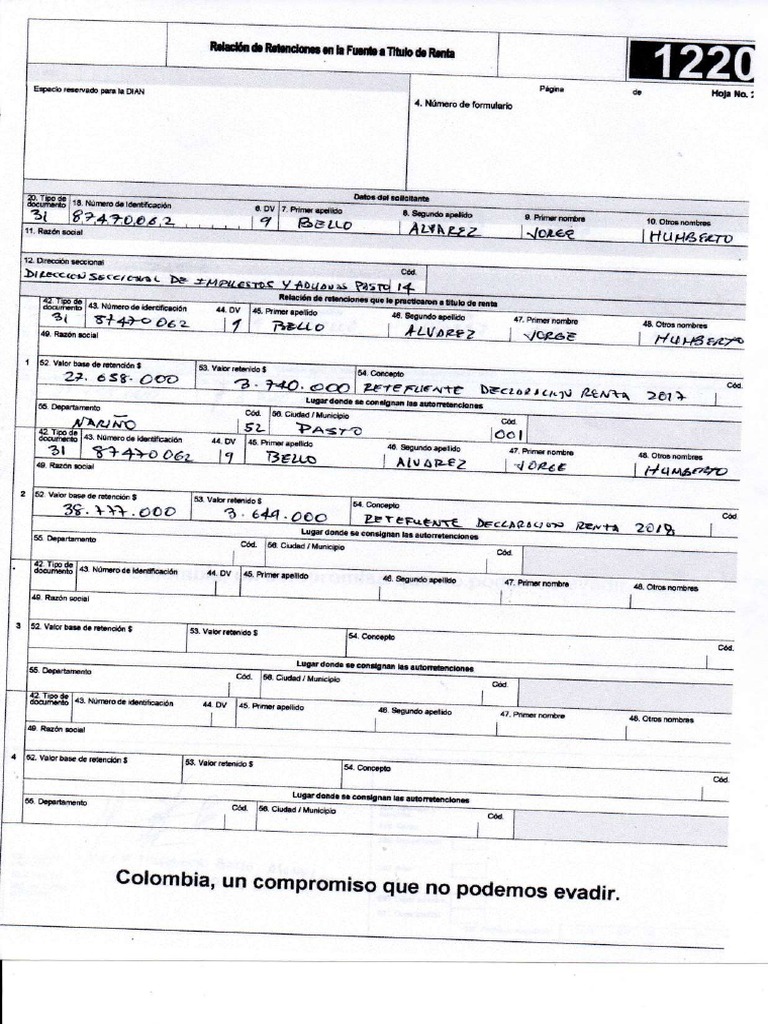 DIAN Formato 1220 PDF | PDF