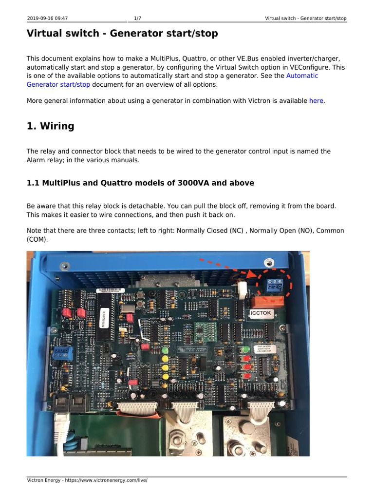 Victron Virtual Switch for Generators | PDF | Switch | Relay