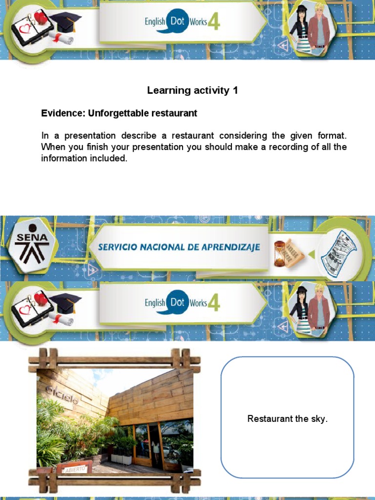 Learning Activity 1: Evidence: Unforgettable Restaurant | PDF | Career ...