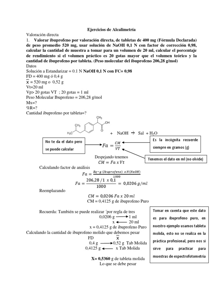 Ejercicios de Alcalimetria | PDF | Mole (Unidad) | Cantidad