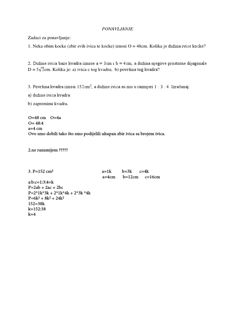 Zadaci Za Ponavljanje PDF | PDF