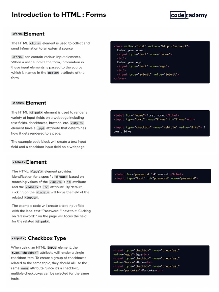 Introduction To HTML: Forms | PDF