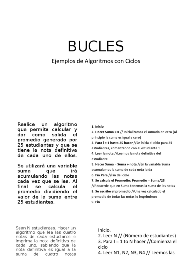 Ejercicios BUCLES | PDF | Algoritmos | Matemáticas Aplicadas