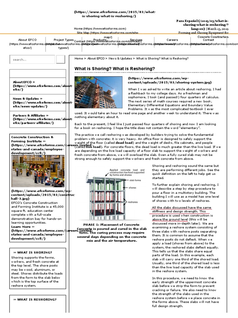 What Is Shoring - What Is Reshoring - EFCO Corp | PDF | Prestressed ...